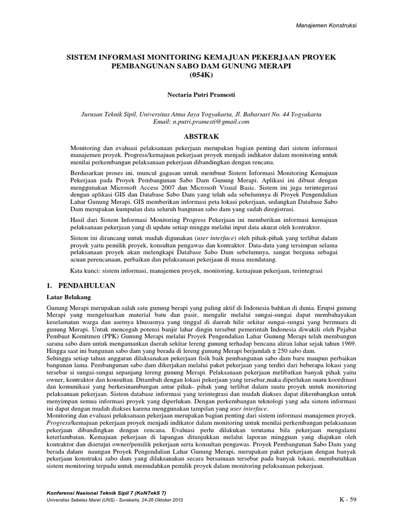 Sistem Informasi Monitoring Kemajuan Pekerjaan Proyek PDF | PDF