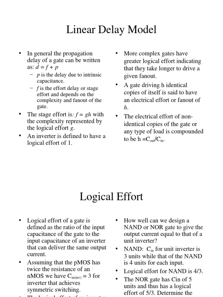 Logical Effort and Parasitic Delay Models for Gates: Understanding ...