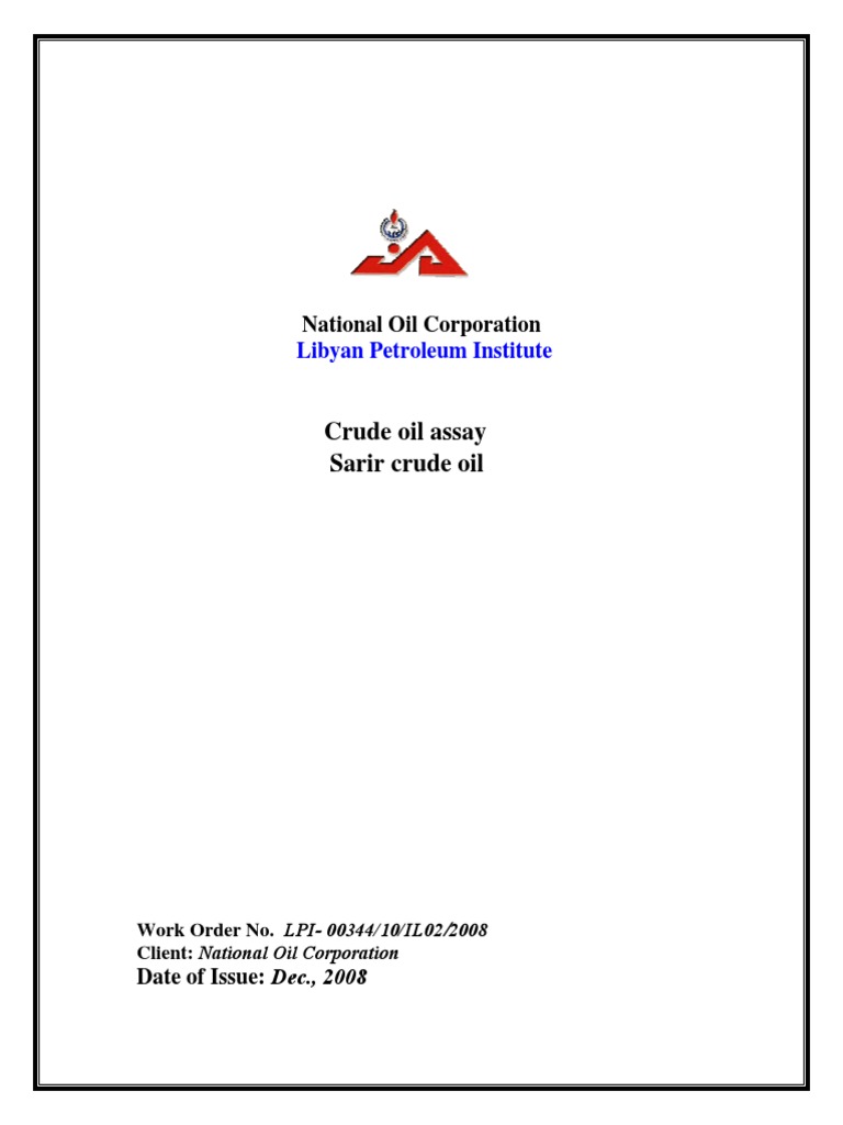 Sarir Crude Oil1 | PDF | Petroleum | National Oil Corporation