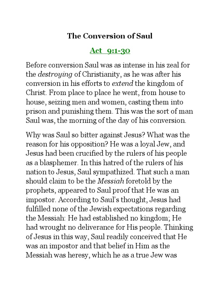 The Conversion of Saul | PDF | Paul The Apostle | Jesus