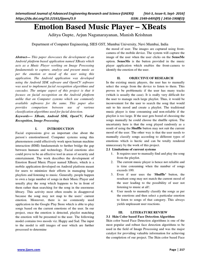 Emotion Based Music Player-XBeats | PDF | Rgb Color Model | Vision