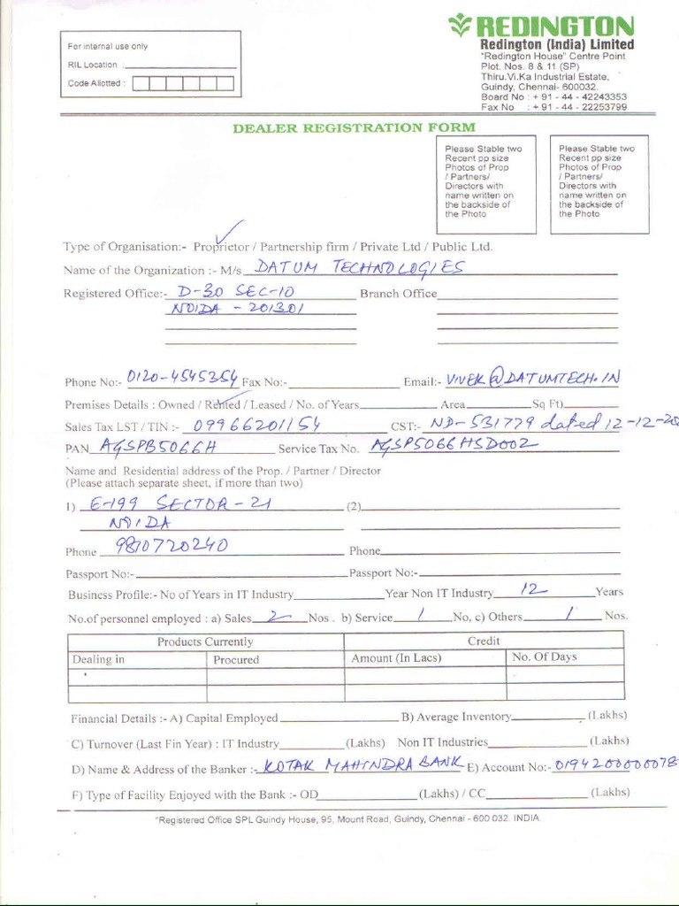 Redington Dealer Registration Form | PDF
