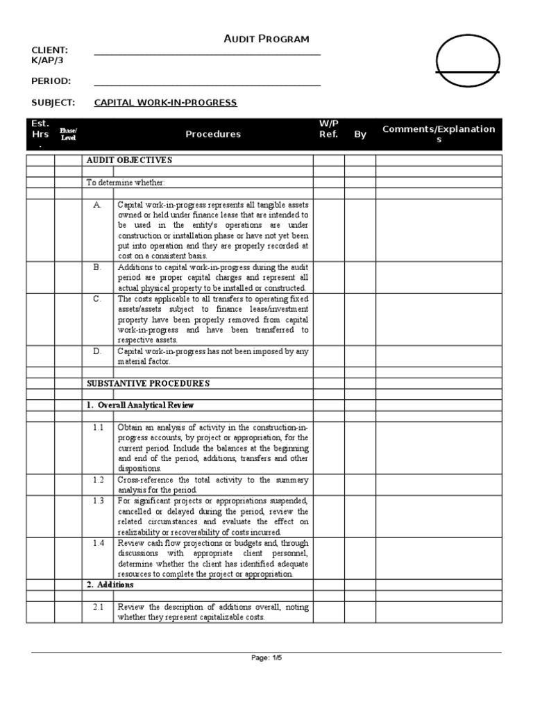 K AP 3 Capital Work in Progress | PDF | Expense | Audit