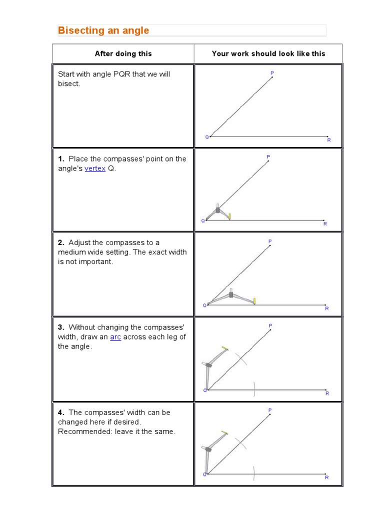 Bisecting An Angle: Start With Angle PQR That We Will Bisect | PDF