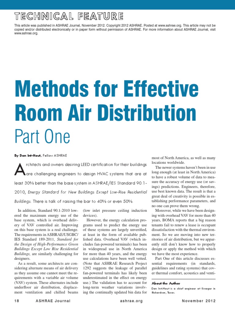 Methods For Effective Room Air Distribution, Part 1 | PDF | Ventilation ...