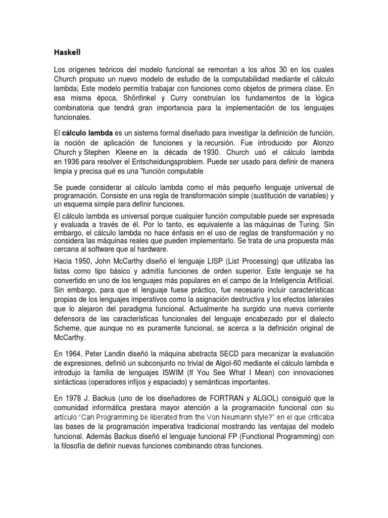 Haskell | PDF | Programacion Funcional | Lenguaje de programación