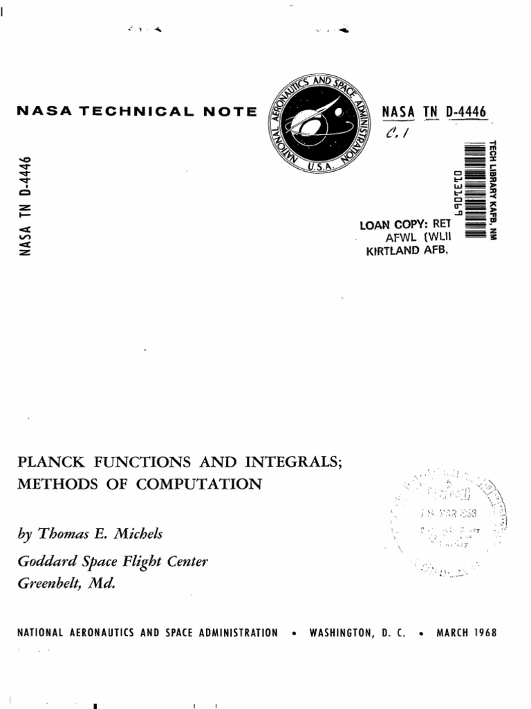 Technical Note: Nasa TM D e | PDF | Temperature | Electromagnetic Radiation