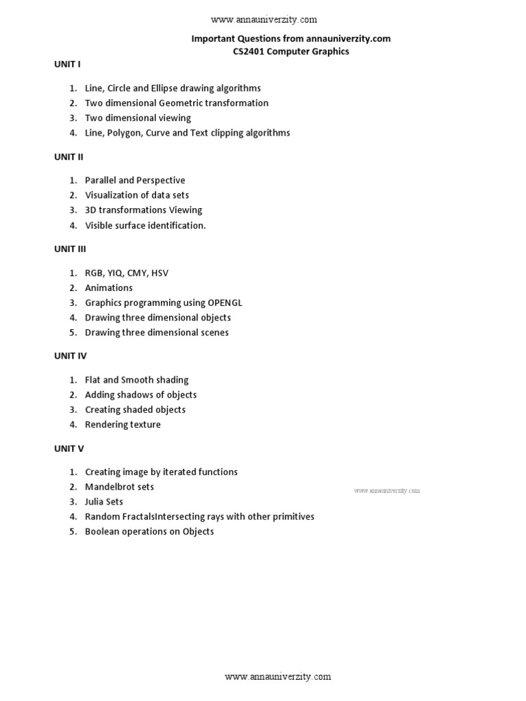 CS2401 Computer Graphics Unit I | PDF