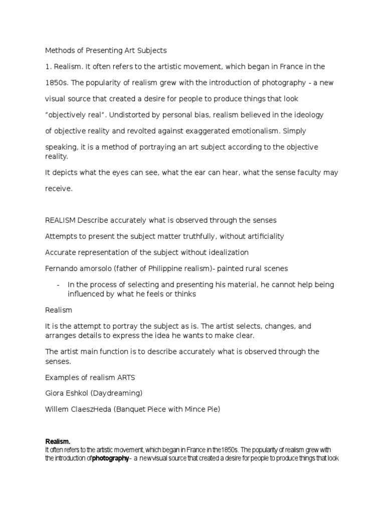 Methods of Presenting Art Subjects | PDF | Realism (Arts ... Methods of Presenting Art Subjects | PDF | Realism (Arts ...