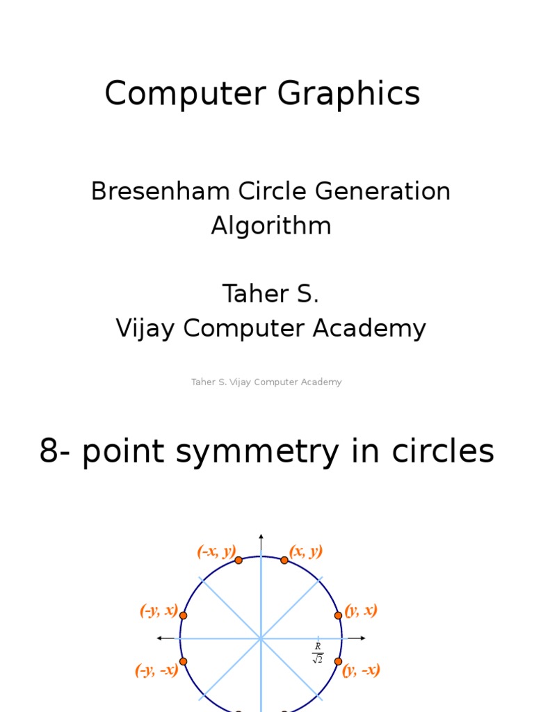 Computer Graphics: Bresenham Circle Generation Algorithm Taher S. Vijay Computer Academy | PDF ...