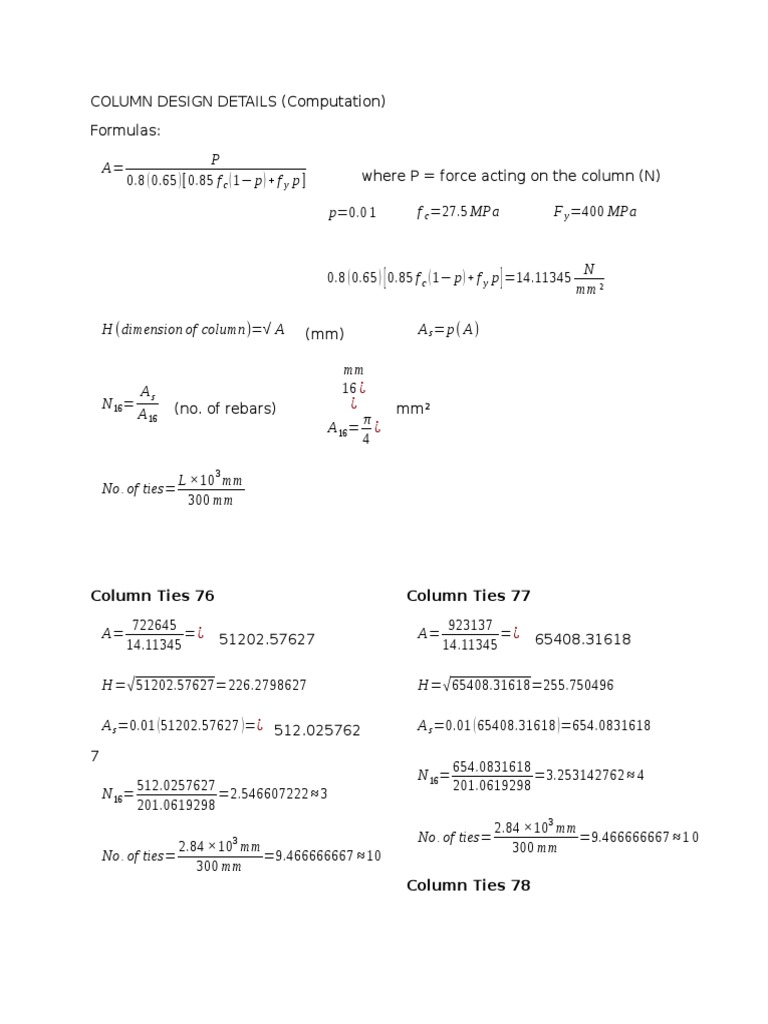 Final Column Details Computation | PDF