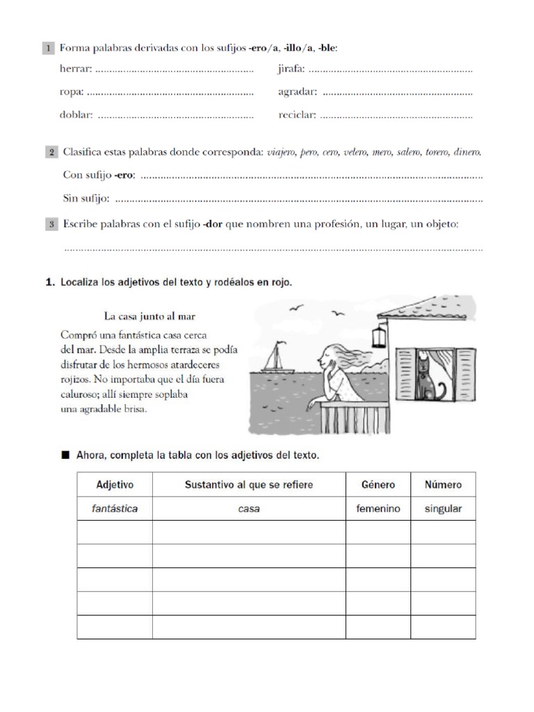Ejercicios de Lengua 5° Primaria | PDF