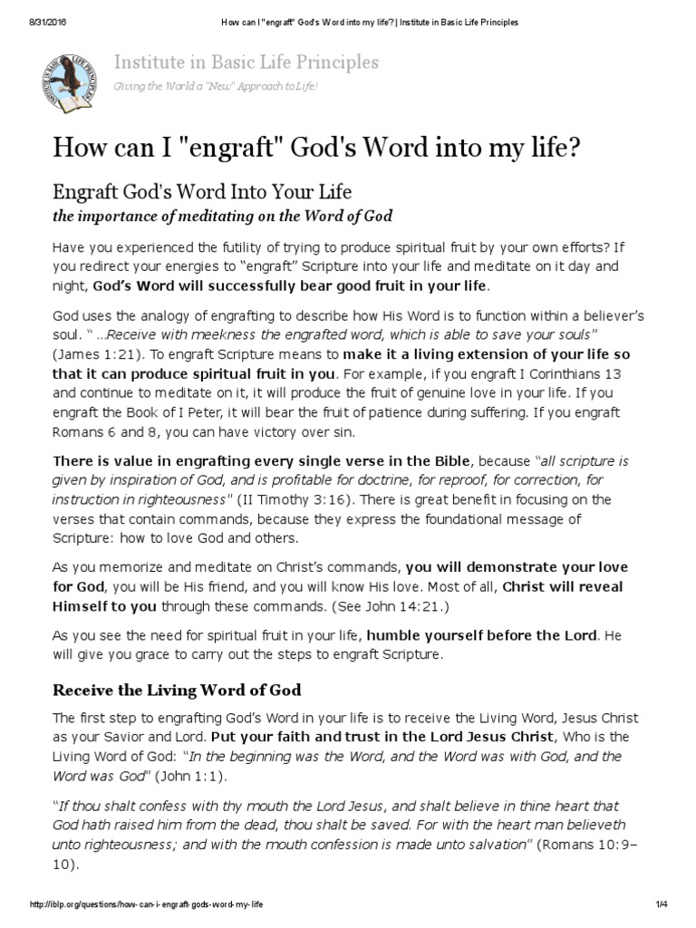 How Can I - Engraft - God's Word Into My Life | PDF | Bible | Jesus