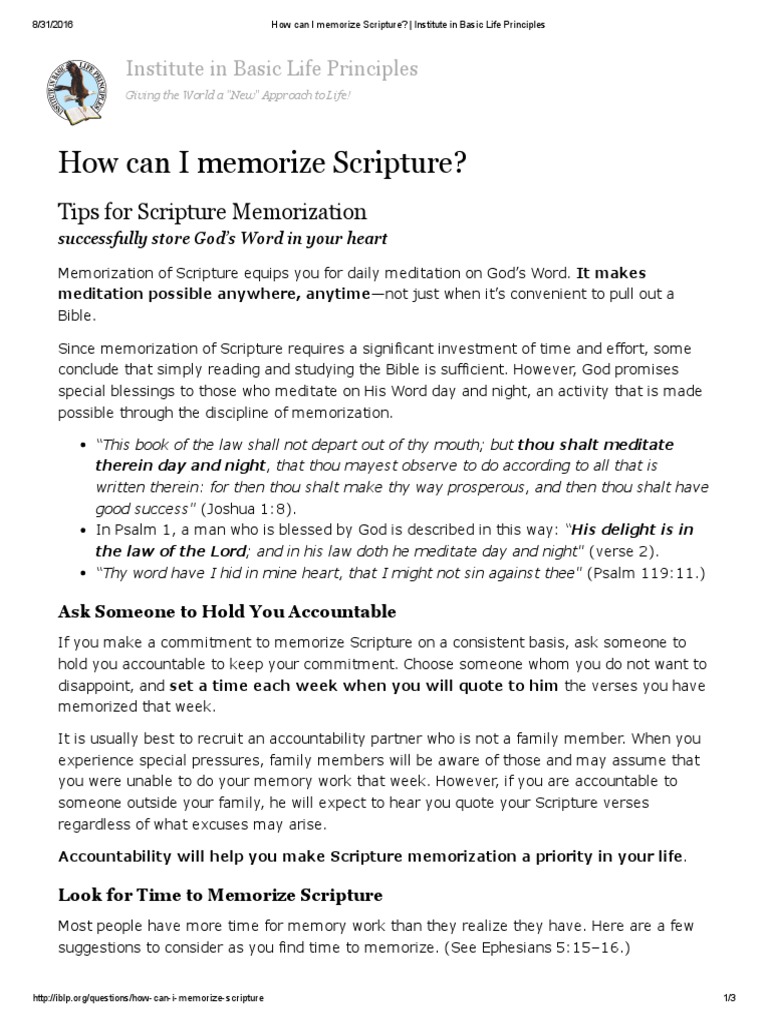 Memorizing Scripture Through Accountability and Finding Time: Effective ...
