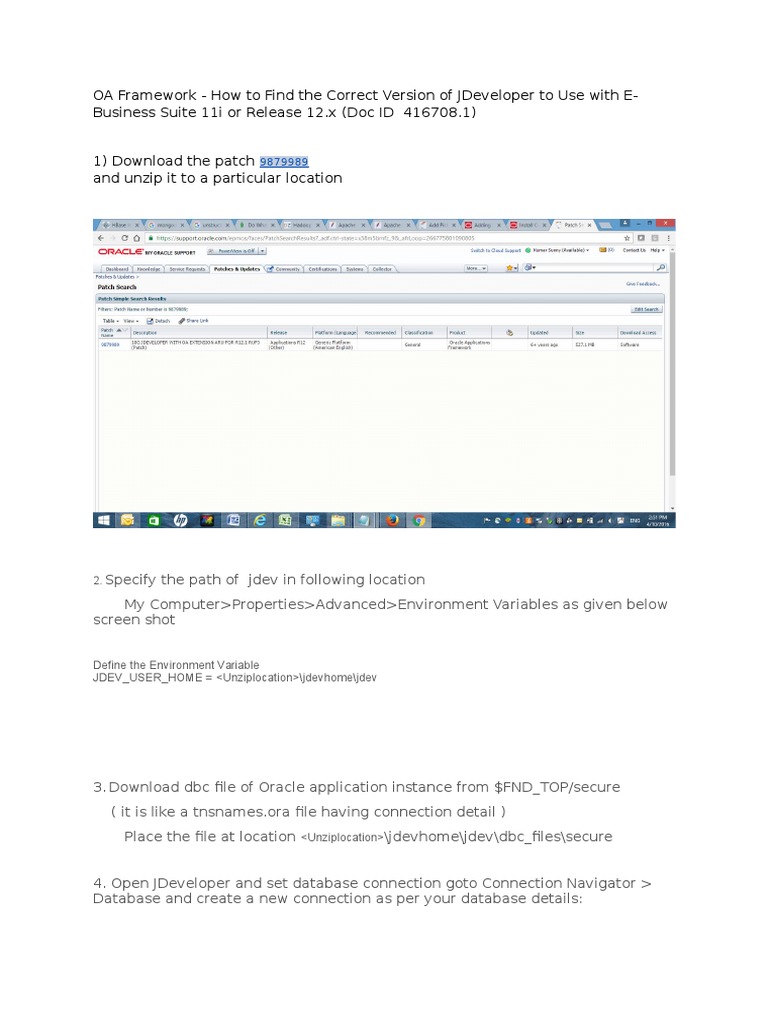 Oa Framework How To Find The Correct Version Of Jdeveloper To Use With E Business Suite 11i Or