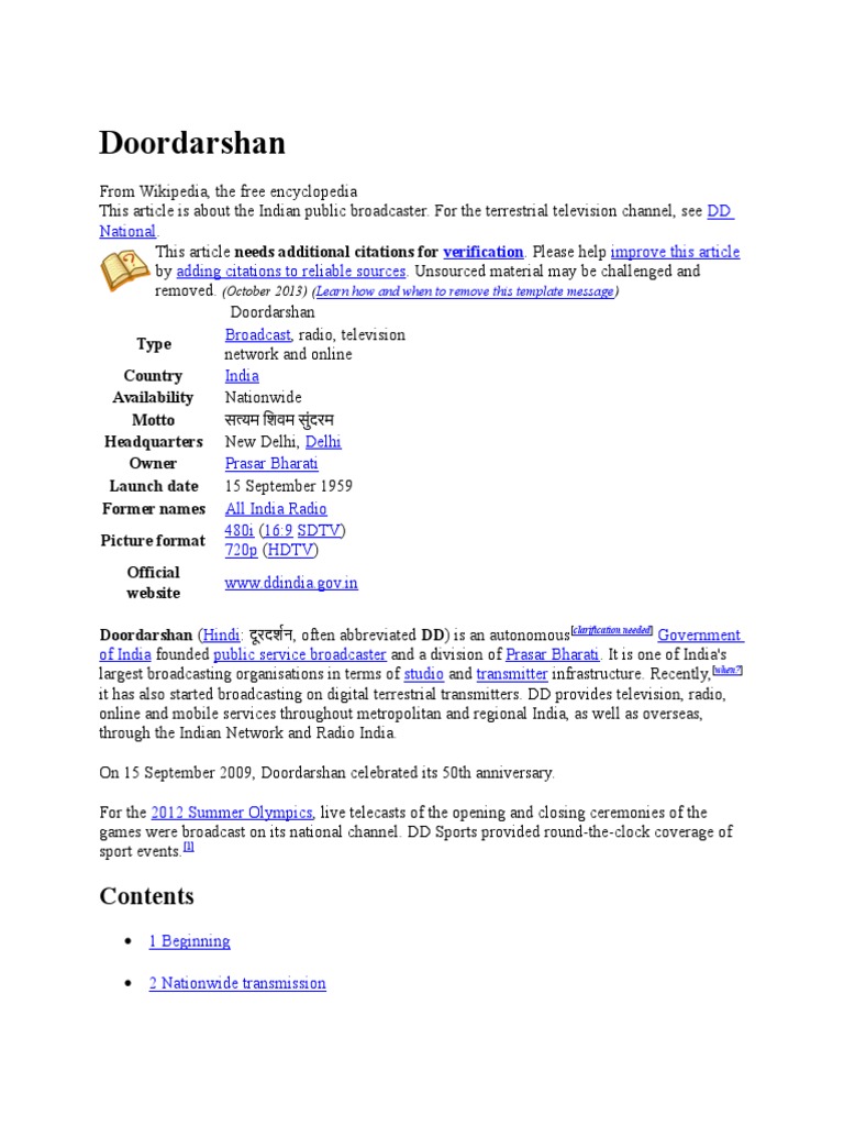 Doordarshan | PDF | Broadcasting | Television