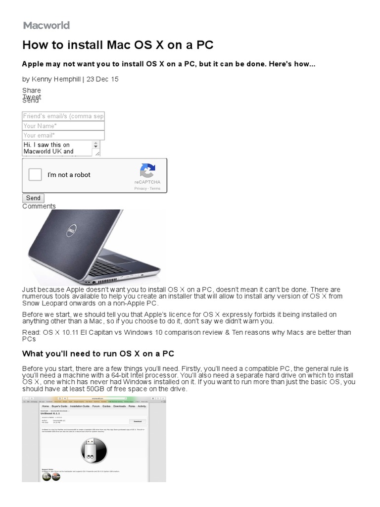 Install Mac OS X on a PC Guide | PDF | Mac Os | Personal Computers