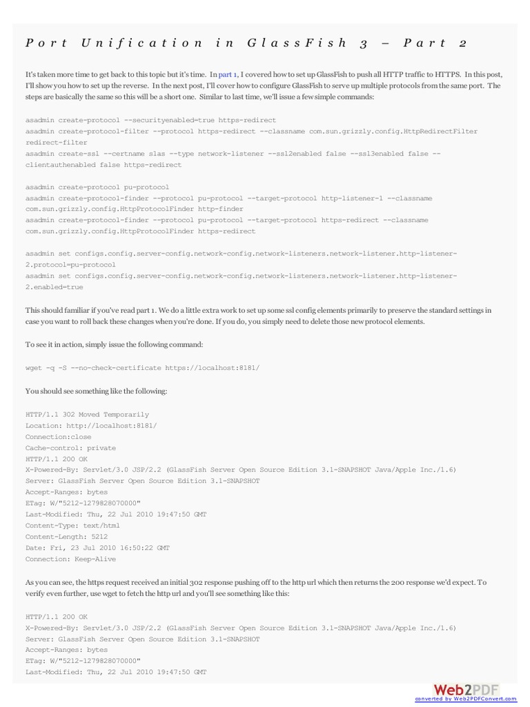 Port Unification in GlassFish 3 - Part 2 | PDF | Java Servlet ...