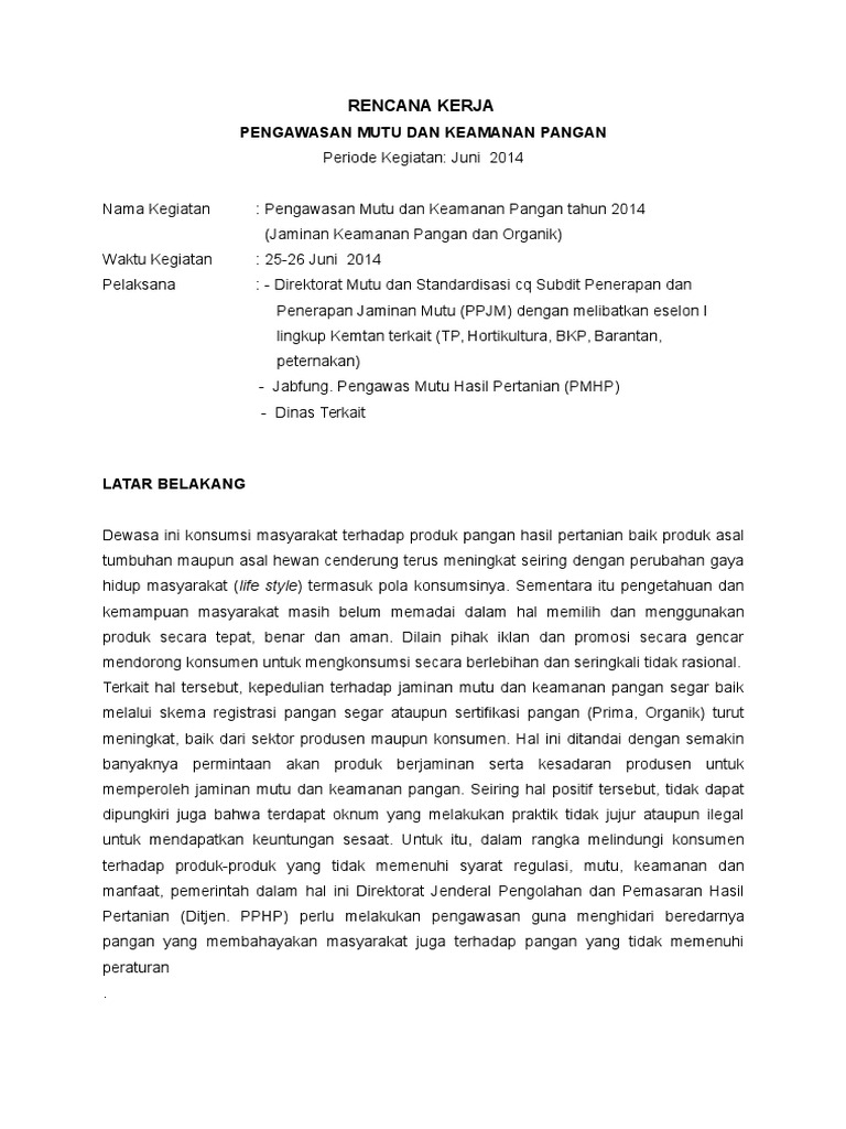 Contoh Rencana Kerja | PDF