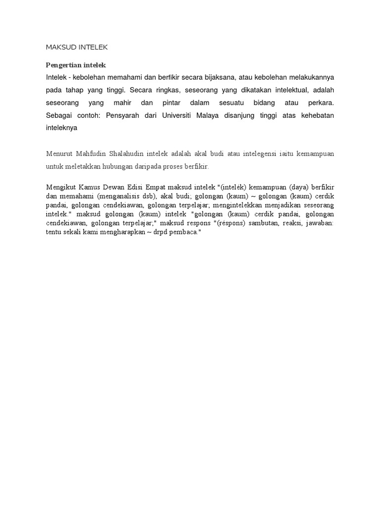 Maksud Intelek | PDF
