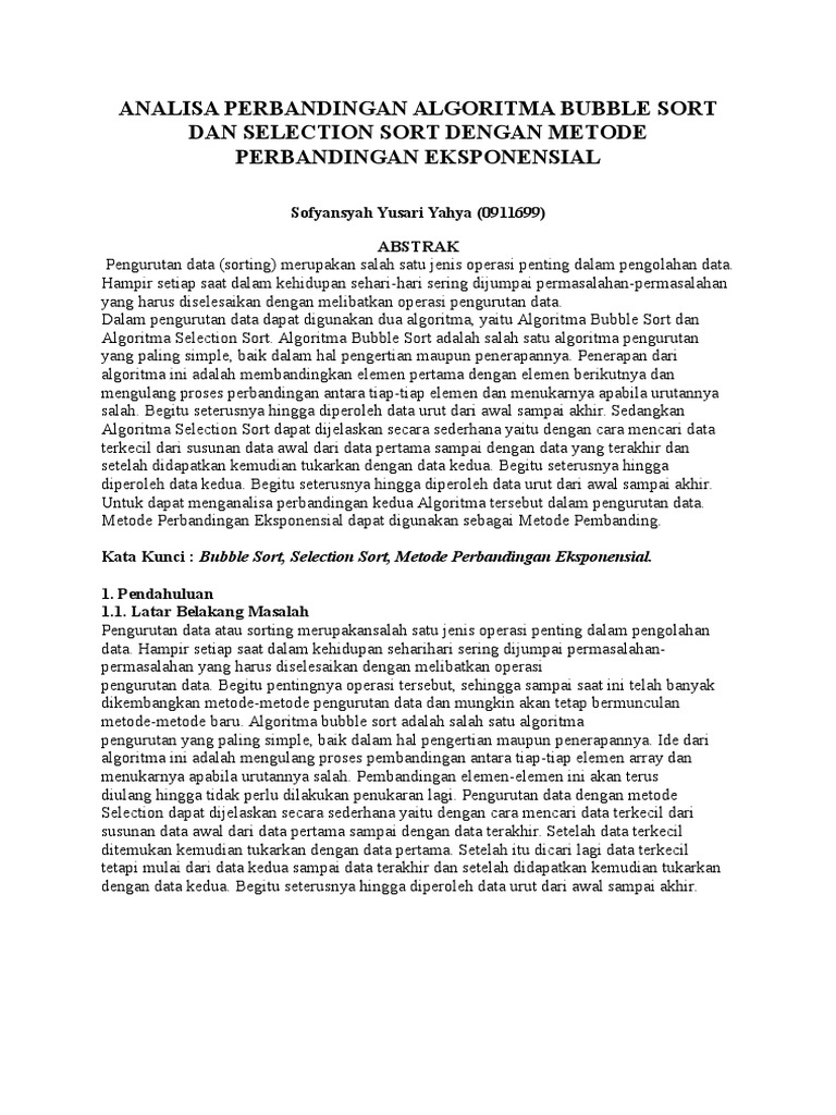 Analisa Perbandingan Algoritma Bubble Sort | PDF