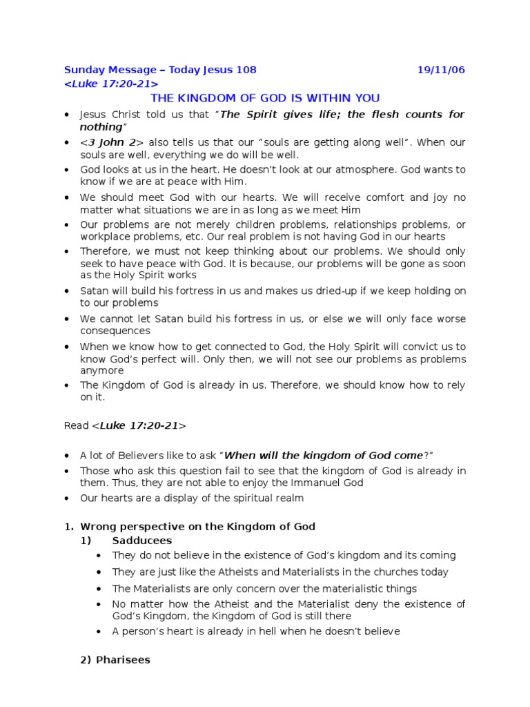 2006-11-19: The Kingdom of God Is Within You | PDF | Born Again ...