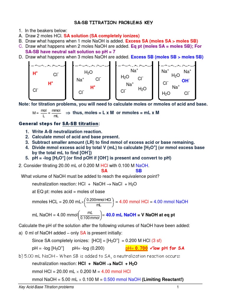 Acid Base Titrations Key | PDF | Ph | Acid