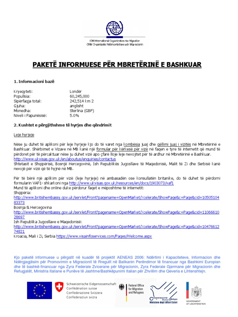 Destination Country Fact Sheet UK - Al | PDF