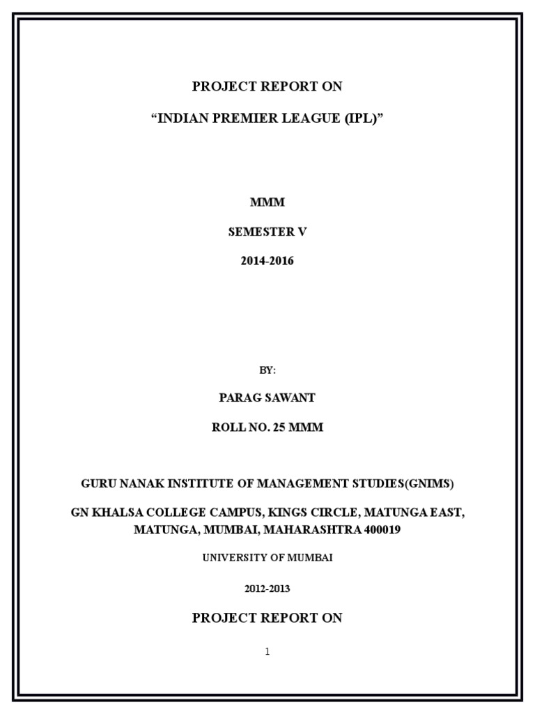IPL Project Report Overview | PDF | Cricket | Team Sports