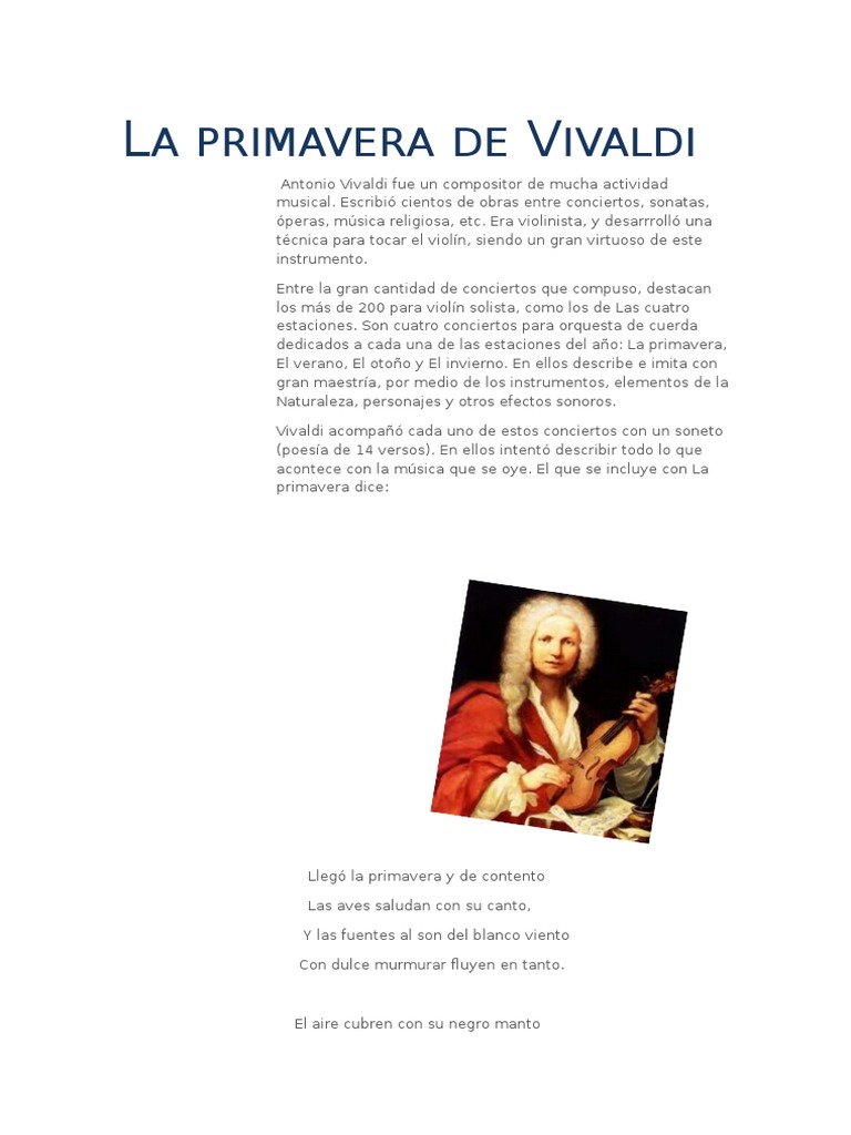 La Primavera de Vivaldi: Análisis y Soneto | PDF