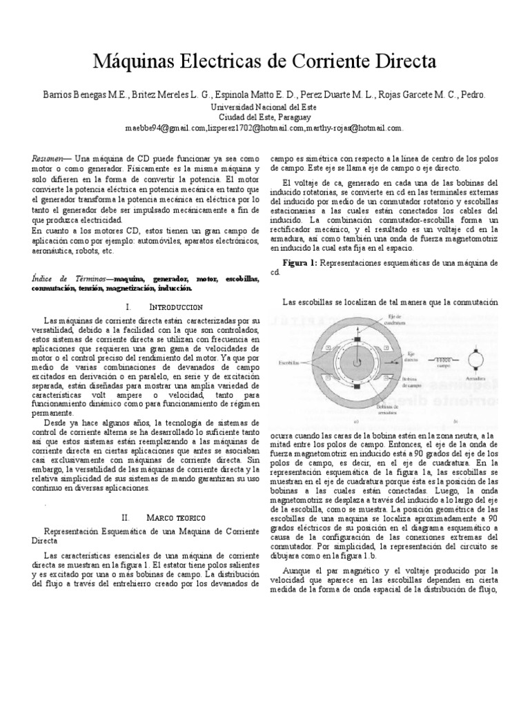 Maquinas de Corriente Directa Paper | PDF | Inductor | Generador eléctrico