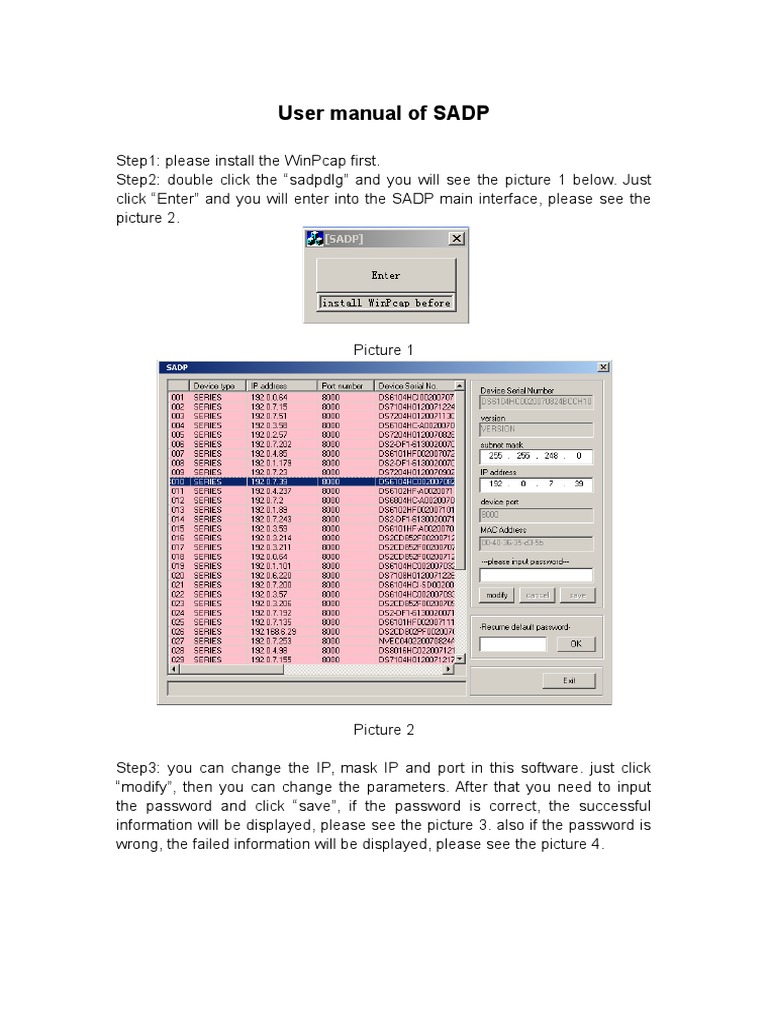 SADP User Manual | PDF