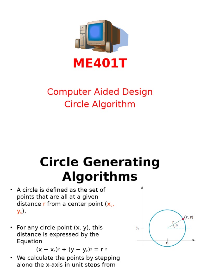 ME401T CAD Circle Algorithm - 4 | PDF | Circle | Mathematical Concepts