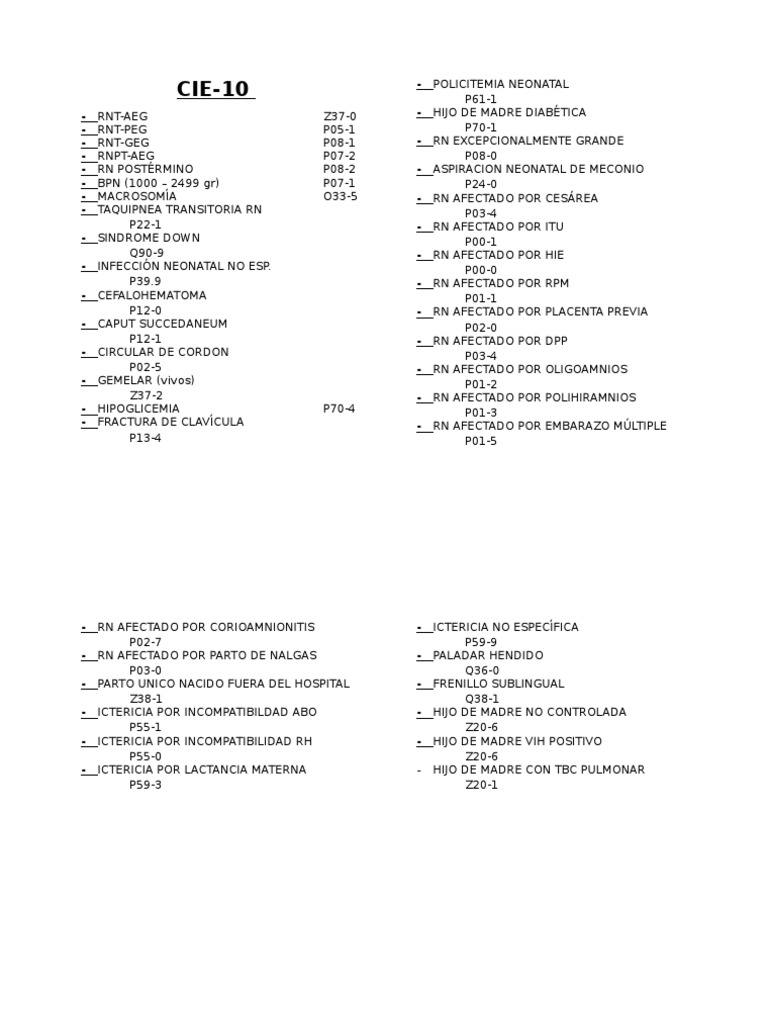 Cie 10 | PDF | Embarazo humano | Humanidades Médicas
