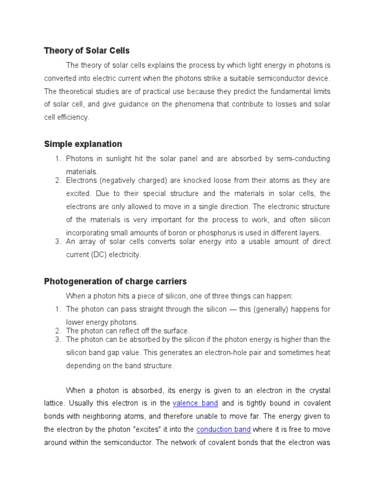 Theory of Solar Cells: Valence Band | PDF | Central Processing Unit ...