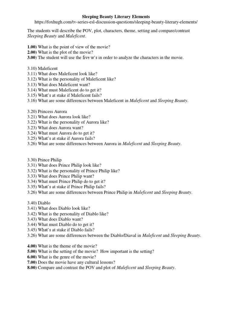 Sleeping Beauty Literary Elements | PDF