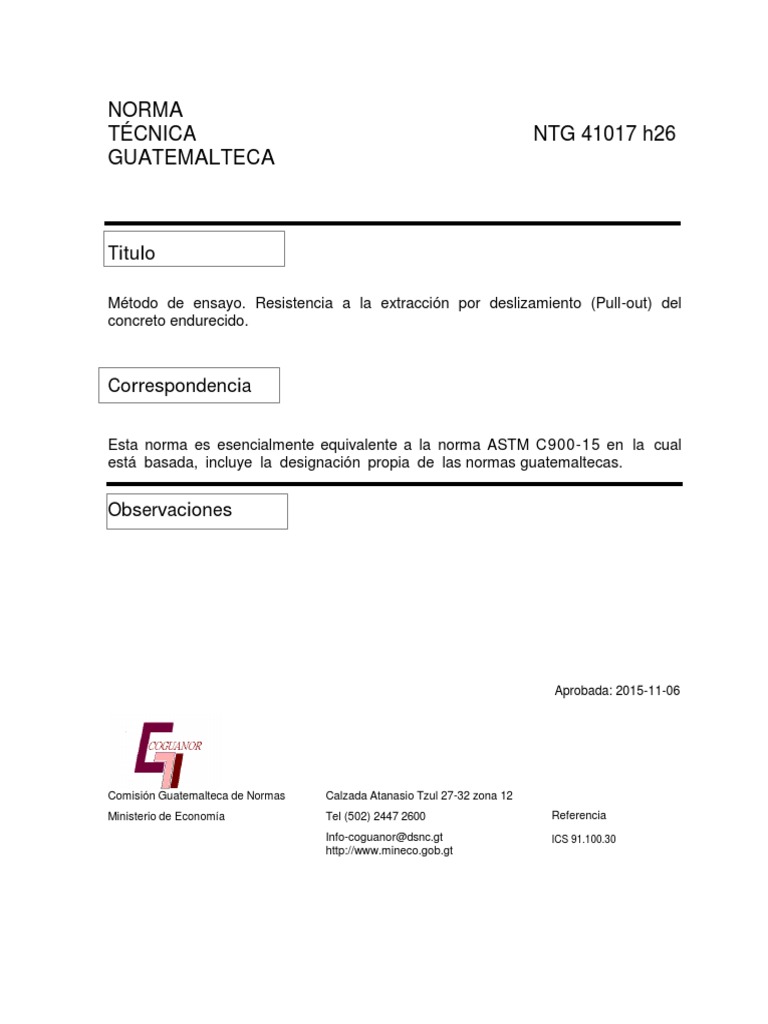 Norma NTG 41017 h26 Astm c900 | PDF | Resistencia Eléctrica y ...