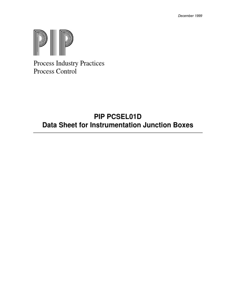 Process Industry Practices Process Control: Pip Pcsel01D Data Sheet For ...