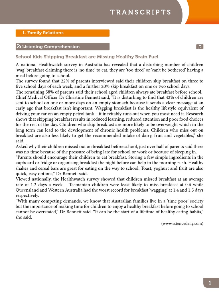 Transcripts: 1. Family Relations | PDF | Science | Science (General)