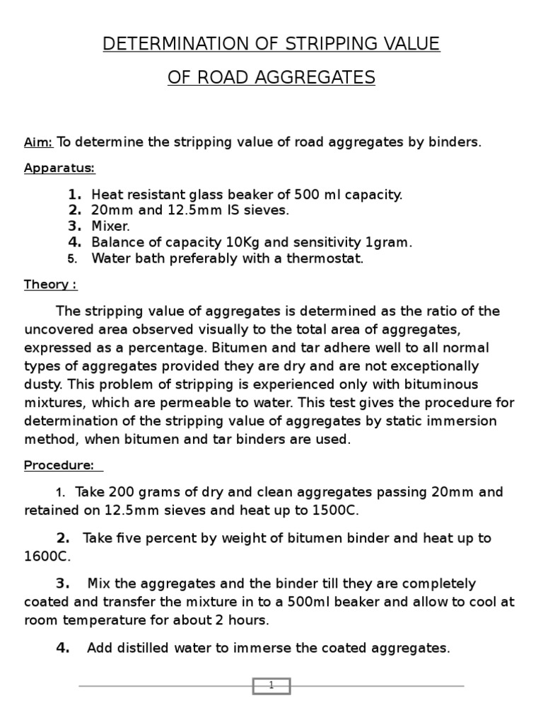 Determination of Stripping Value | PDF | Asphalt | Water