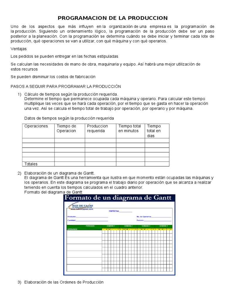 Programacion de La Produccion | PDF