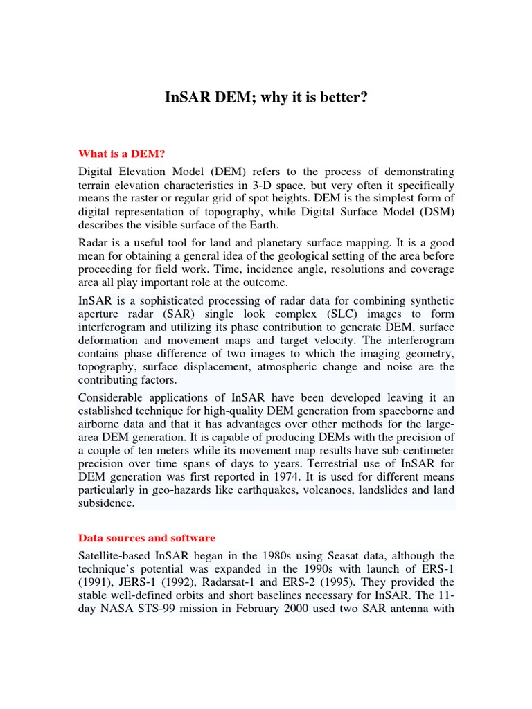 Insar Dem Why It Is Better? | PDF | Topography | Earth Sciences
