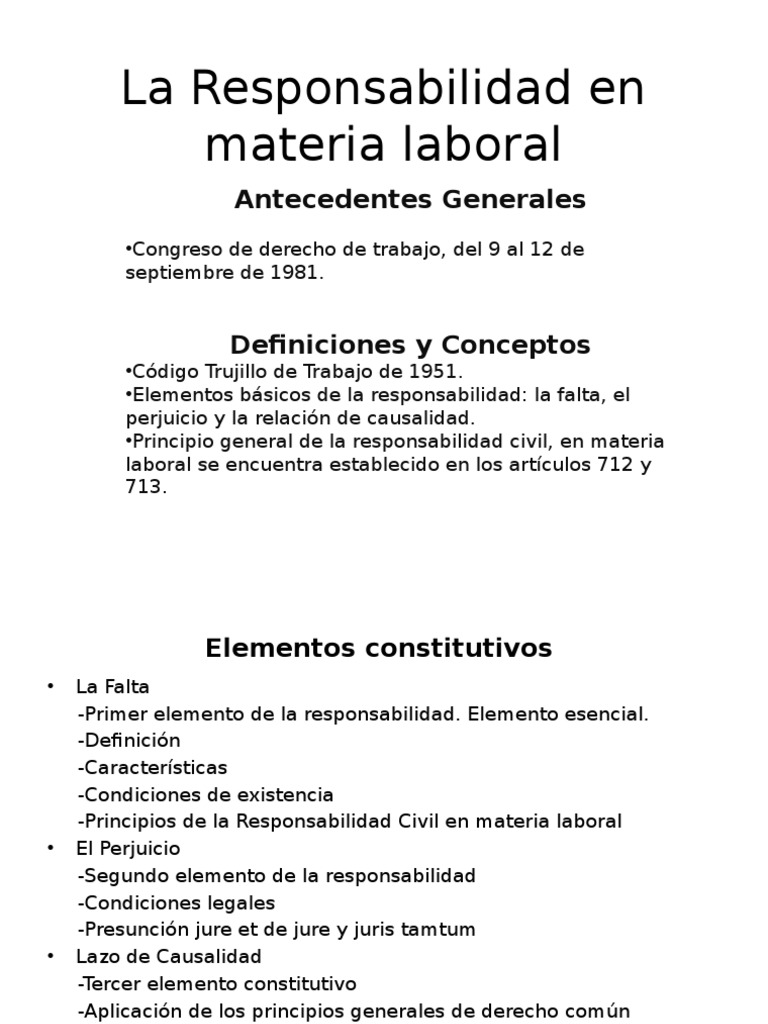 La Responsabilidad en Materia Laboral | PDF