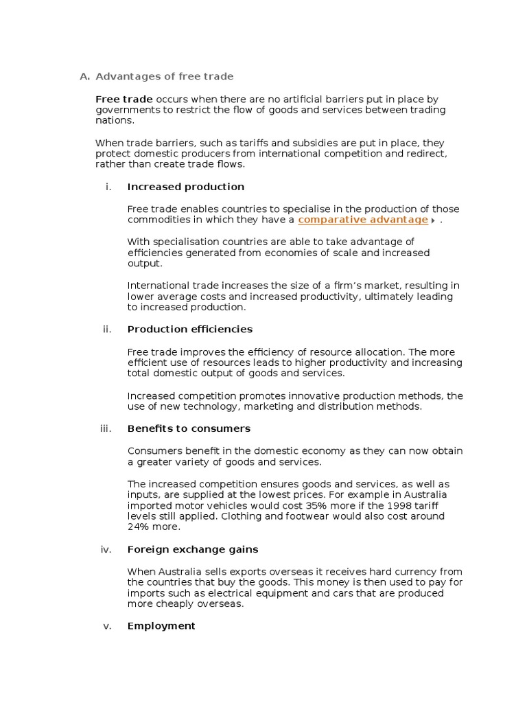 Advantages and Disadvantages of Free Trade | Download Free PDF | Free ...