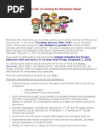 Science Fair Letter For Parents 2020 | PDF