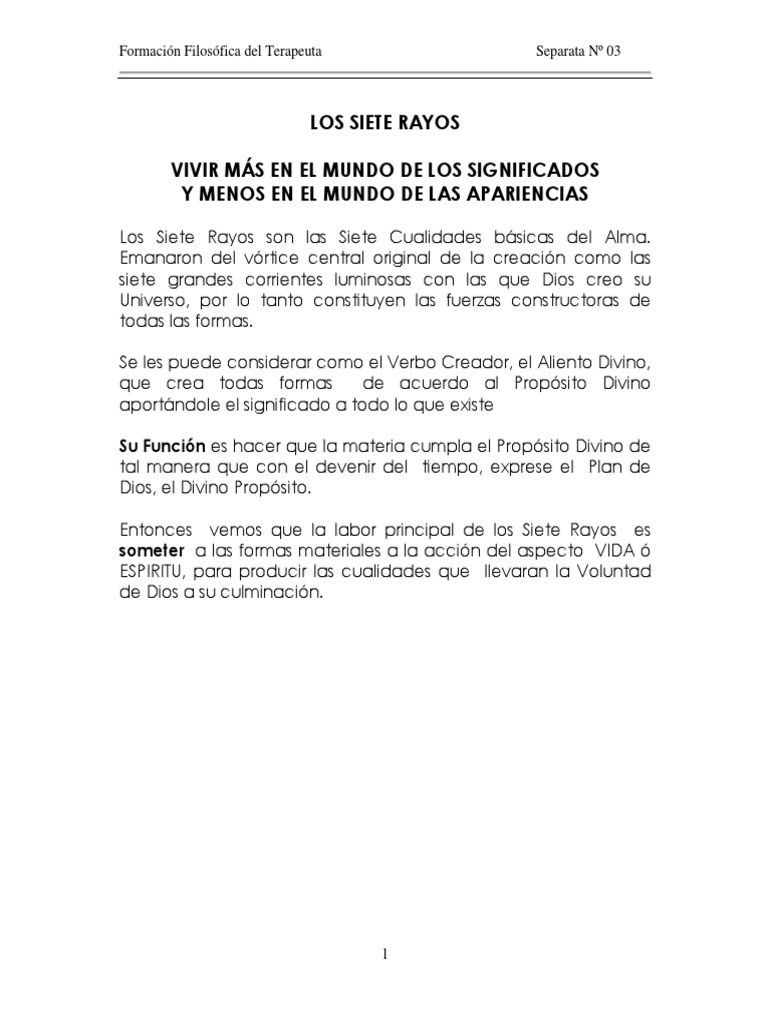 Significado de los Siete Rayos Espirituales | PDF | Amor | Dios