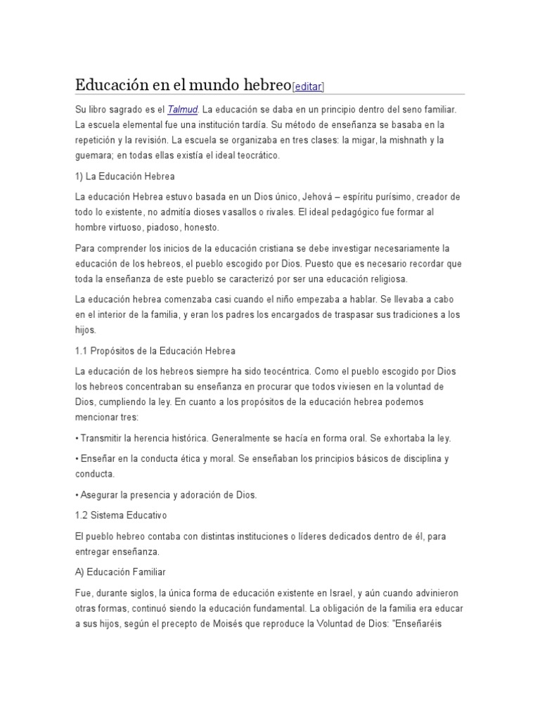 Educación en El Mundo Hebreo | PDF | Dios | Educación religiosa