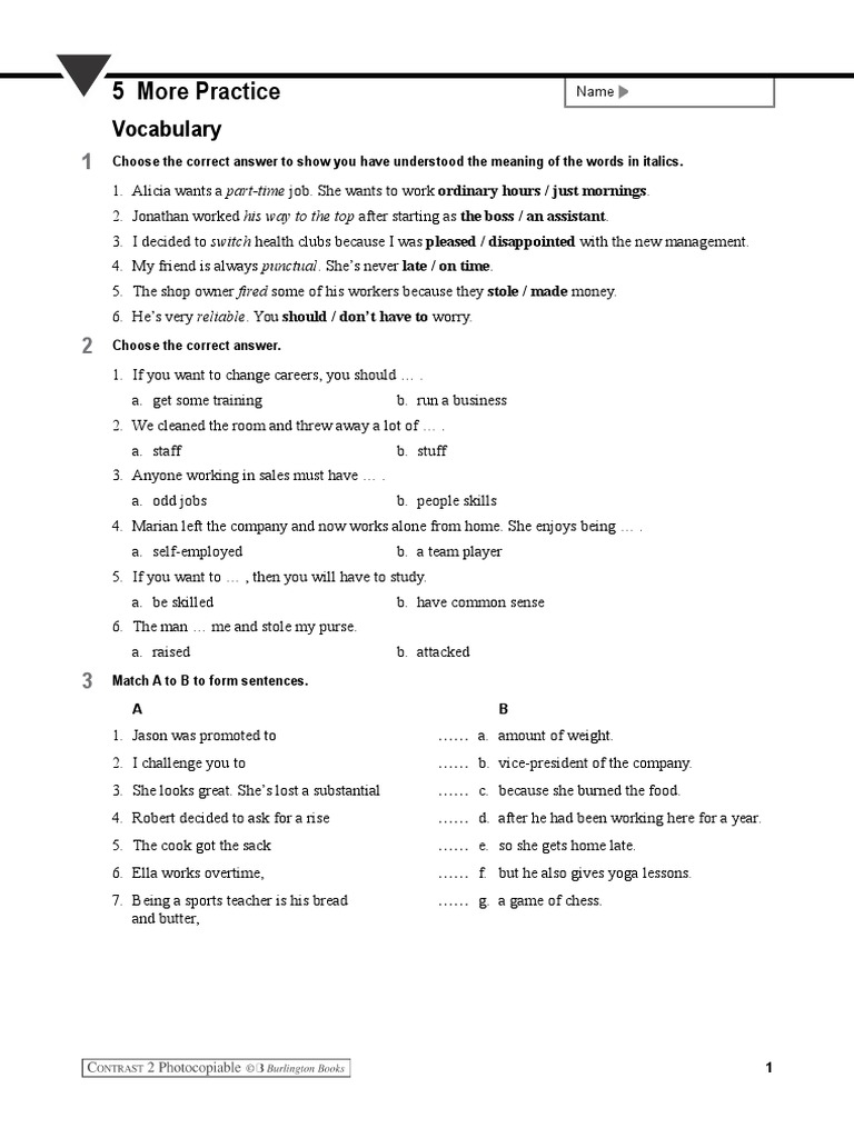 5 More Practice: Vocabulary | PDF