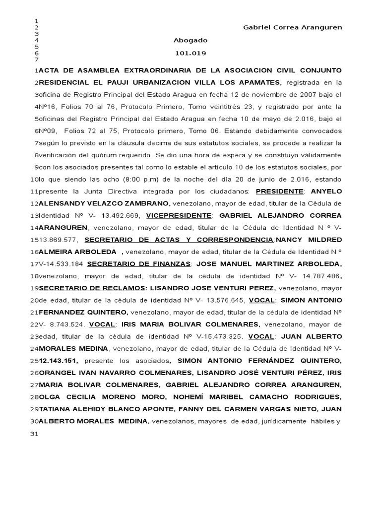 Modificacion Del Acta Constitutiva Apamate | PDF | Venezuela | Business