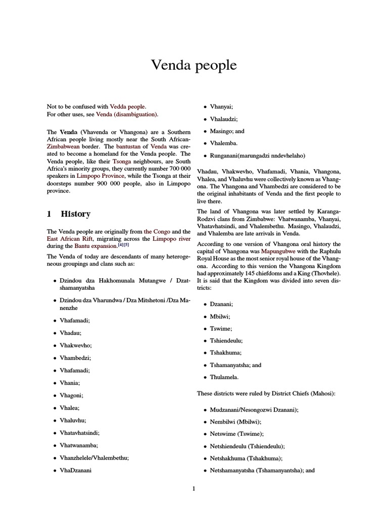 Venda People History